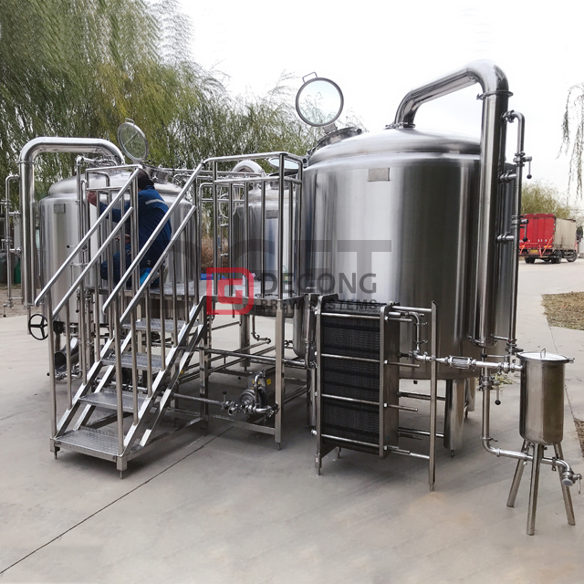 2000L stainless steel beer brewery equipment three vessels steam heated ...